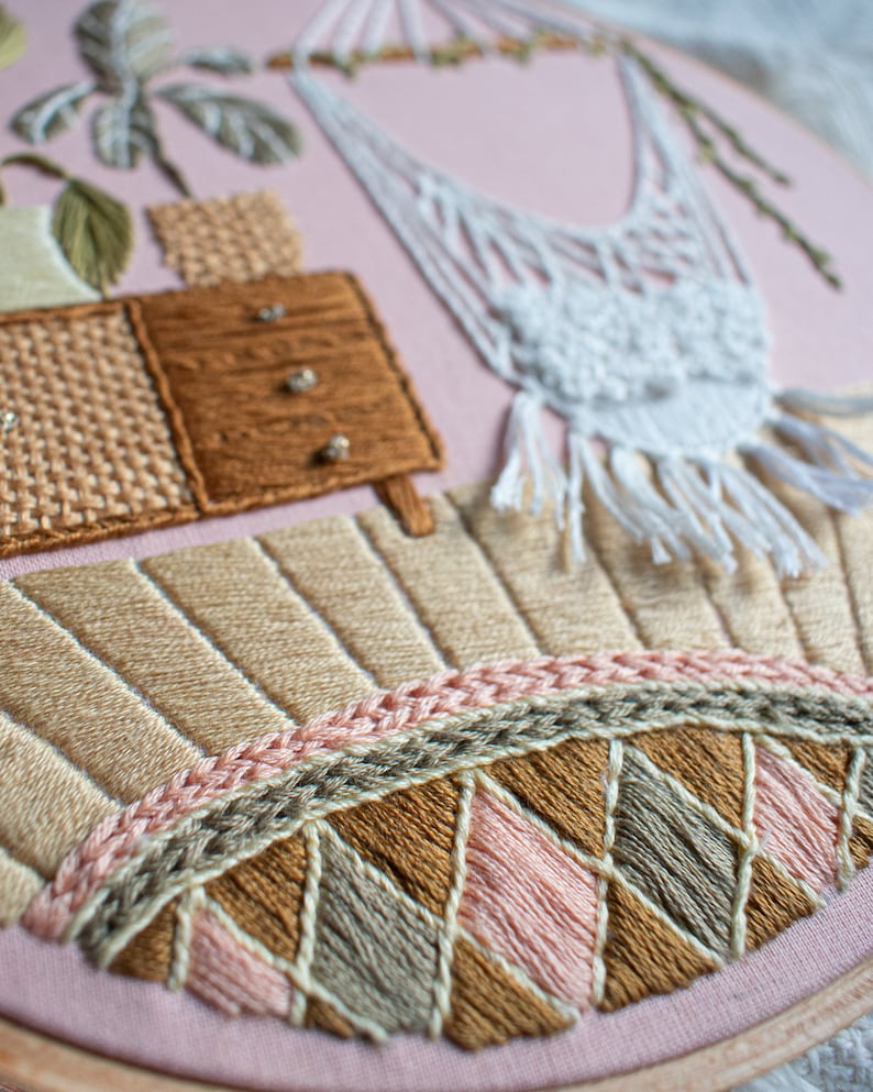 PDF PATTERN. Urban Jungle Boho Livingroom Embroidery Design. | Etsy