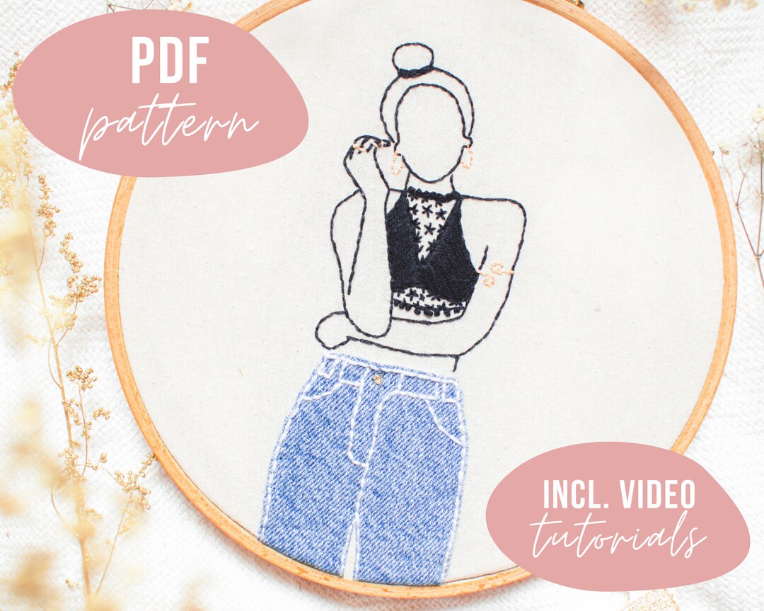 PDF Pattern. Bluejeans Body Embroidery Design. Digital Download With ...