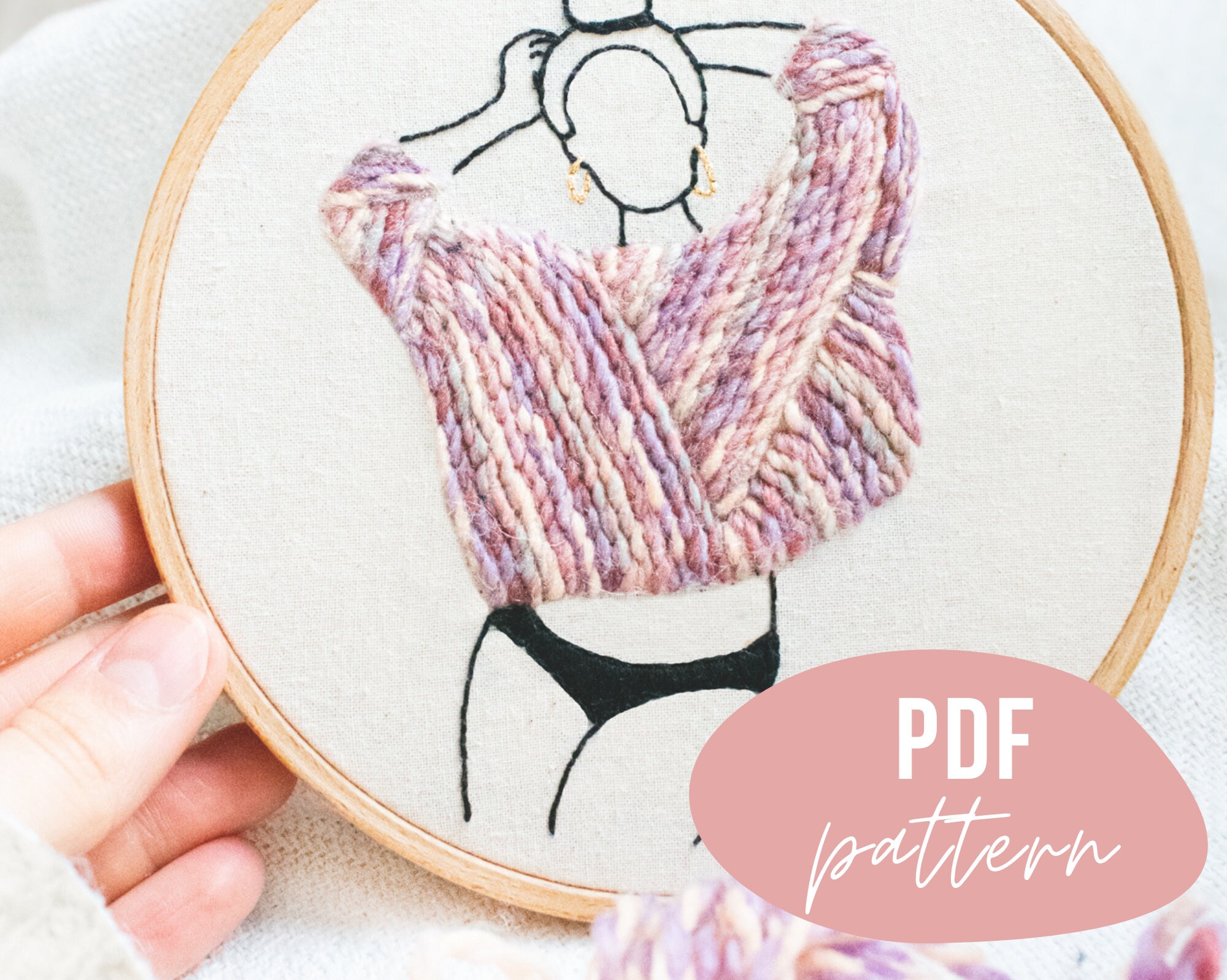 PDF pattern. Cozy sweater embroidery design. Digital download | Etsy