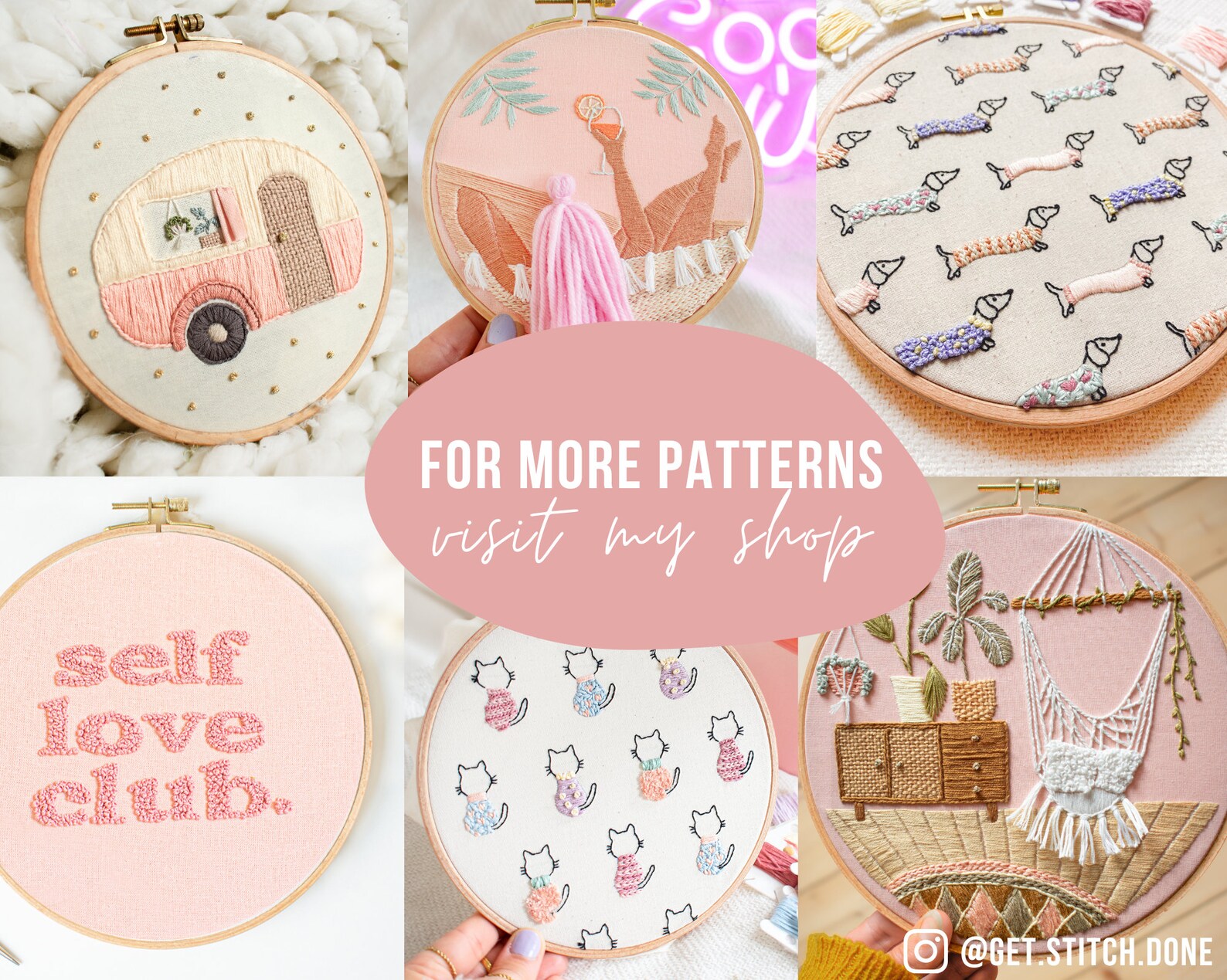 PDF PATTERN. Cute Caravan Embroidery Pattern Happy Camper - Etsy