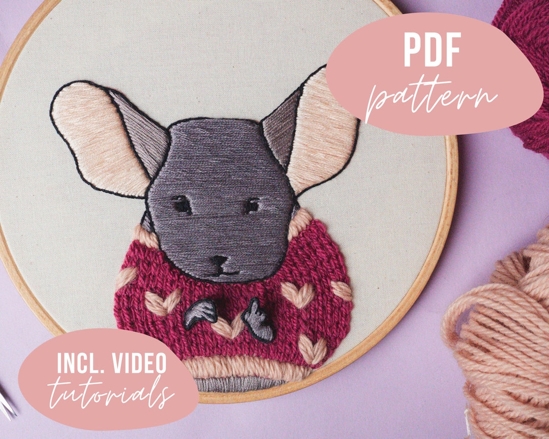 PDF PATTERN (ENG). Cute Chinchilla With 3D Effect - Embroidery Design ...