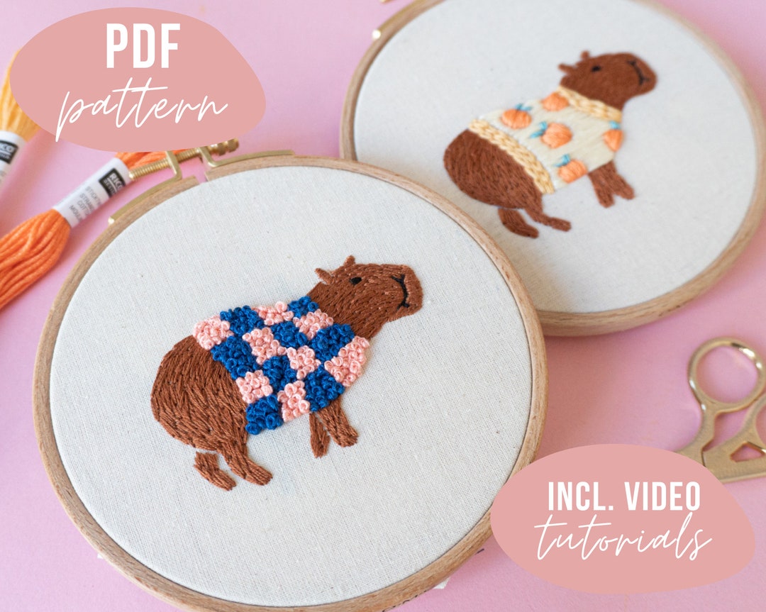 PDF PATTERN. Capybaras in Sweaters Embroidery Design. Digital Download ...