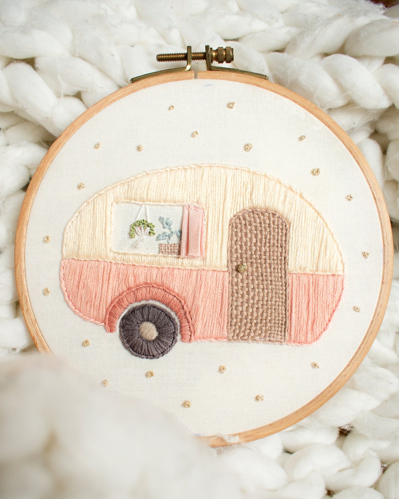 PDF PATTERN. Cute Caravan Embroidery Pattern Happy Camper - Etsy