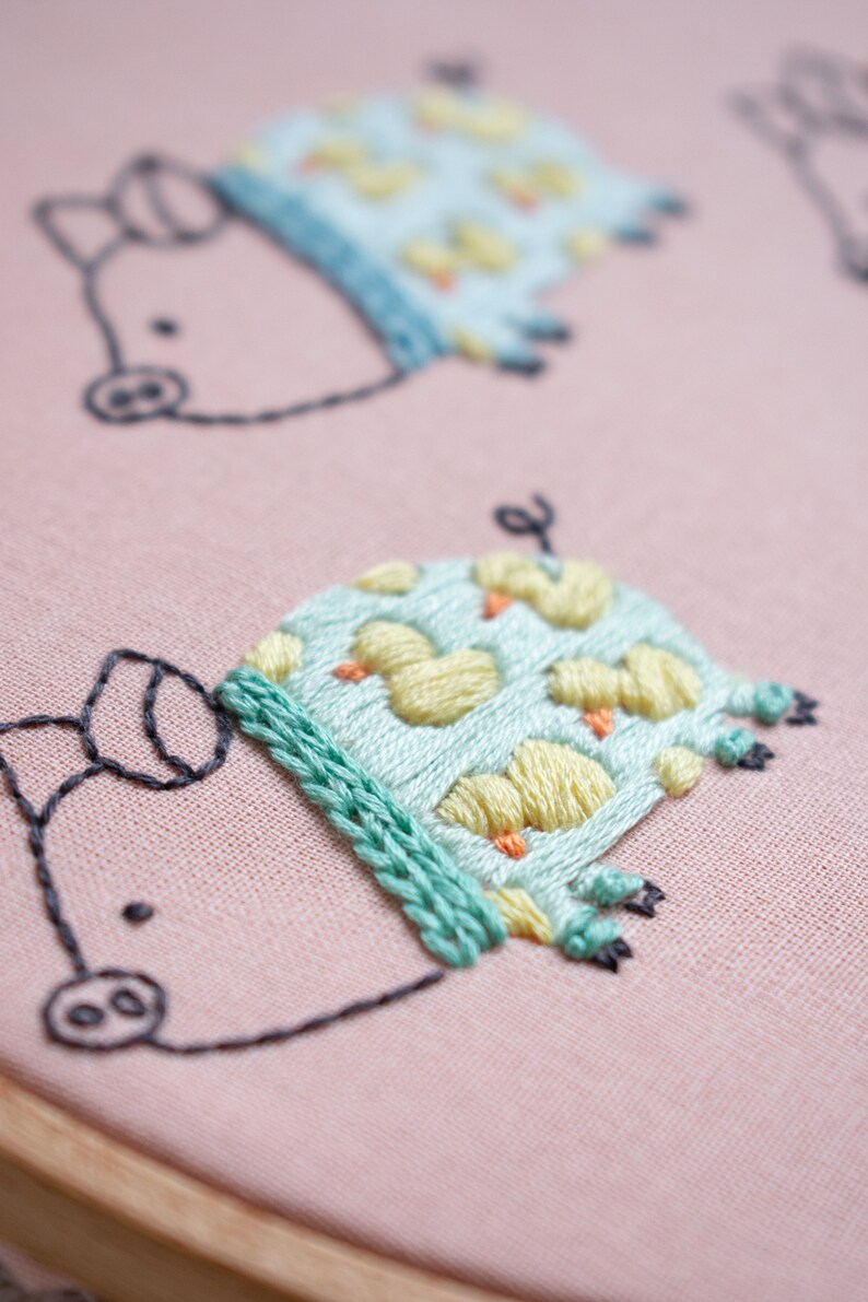 PDF PATTERN. Pigs in Pyjamas Embroidery Design. Digital | Etsy