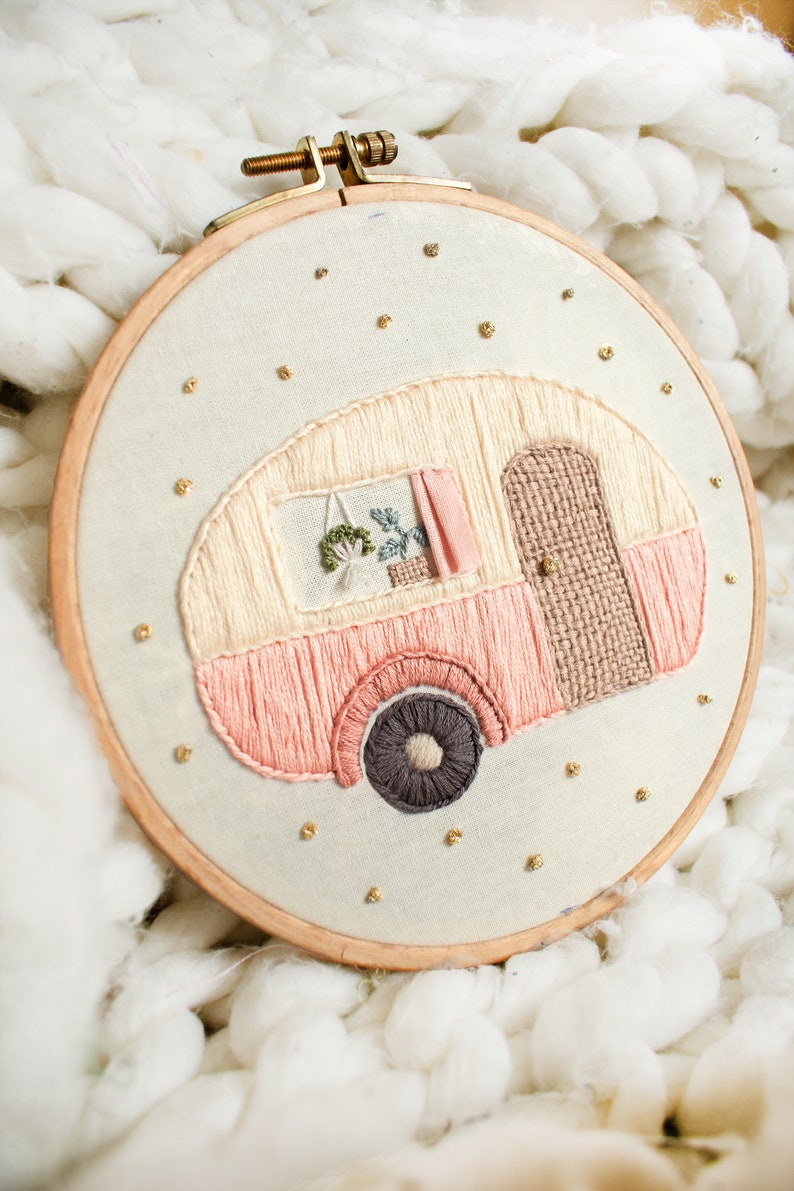 PDF PATTERN. Cute Caravan Embroidery Pattern Happy Camper - Etsy