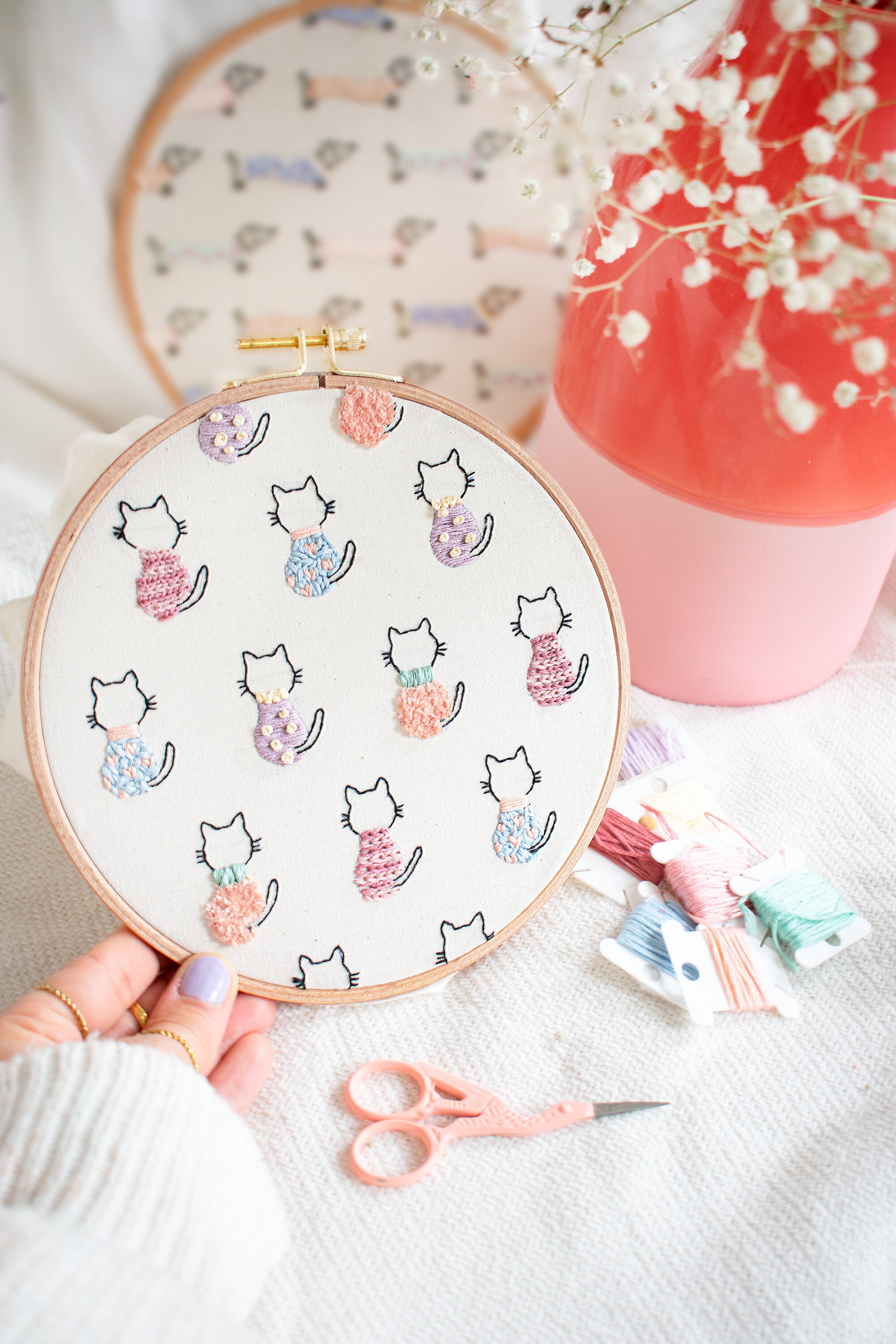 PDF PATTERN. Cute Cat Embroidery Design. Digital Download With - Etsy