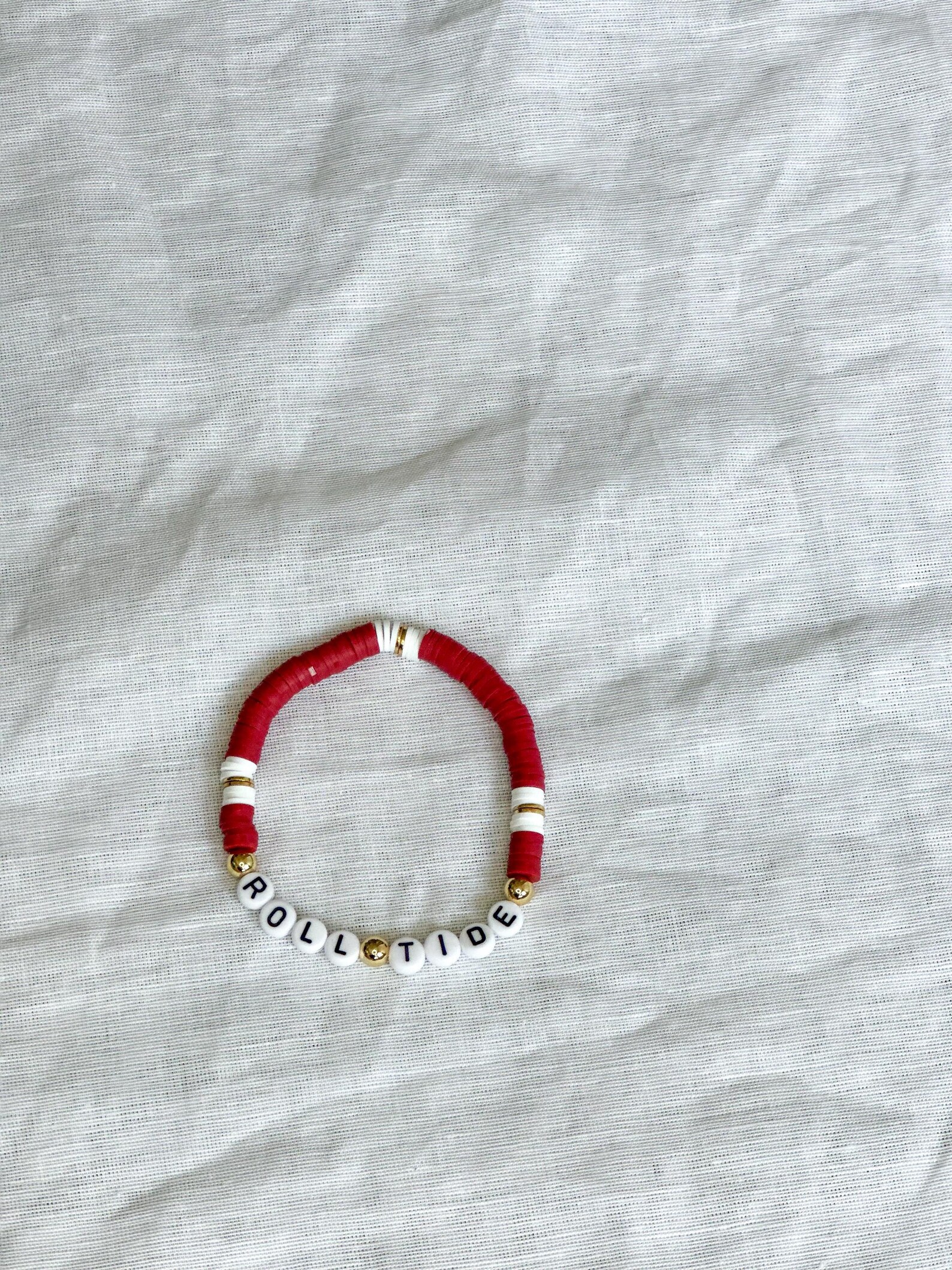 Roll Tide Alabama Spirit Crimson, Gold, and White Gameday Bracelet - Etsy