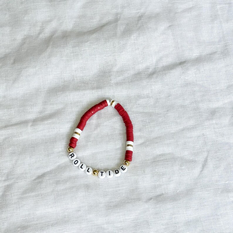 Roll Tide Alabama Spirit Crimson, Gold, and White Gameday Bracelet - Etsy