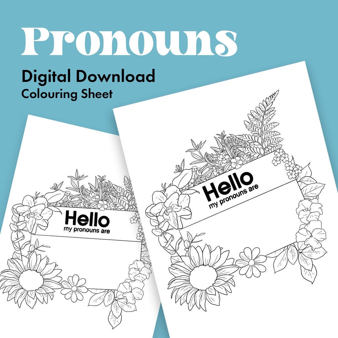 Pronouns Digital Download Colouring Page - Etsy
