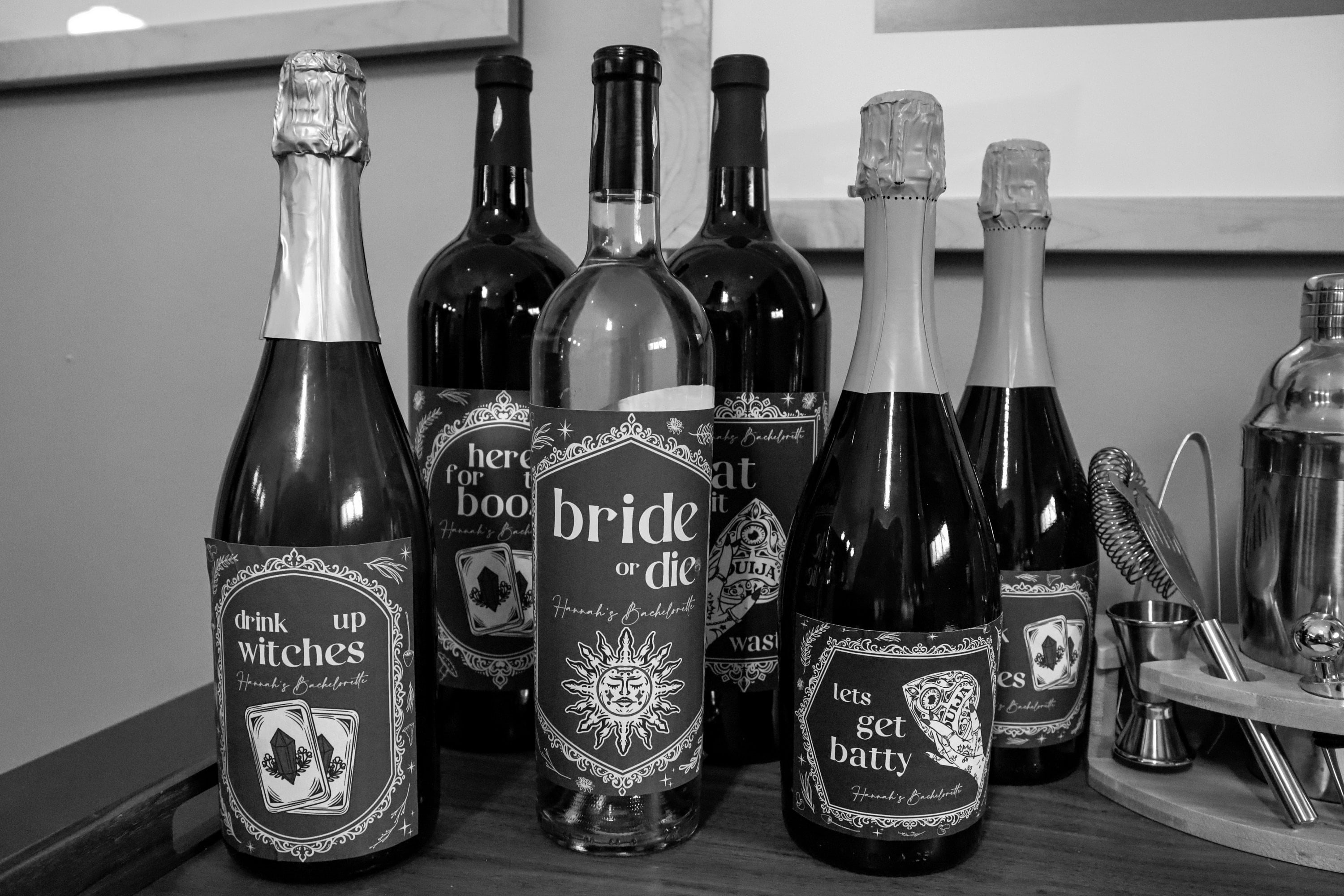 Spooky Bachelorette Wine Labels, Digital Printable Wine Labels, Til ...