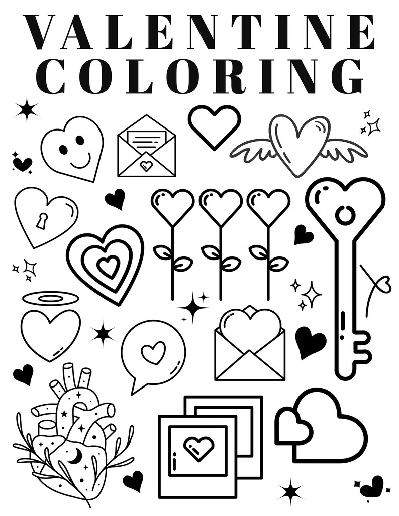 Valentine Coloring Page Digital Coloring Page - Etsy