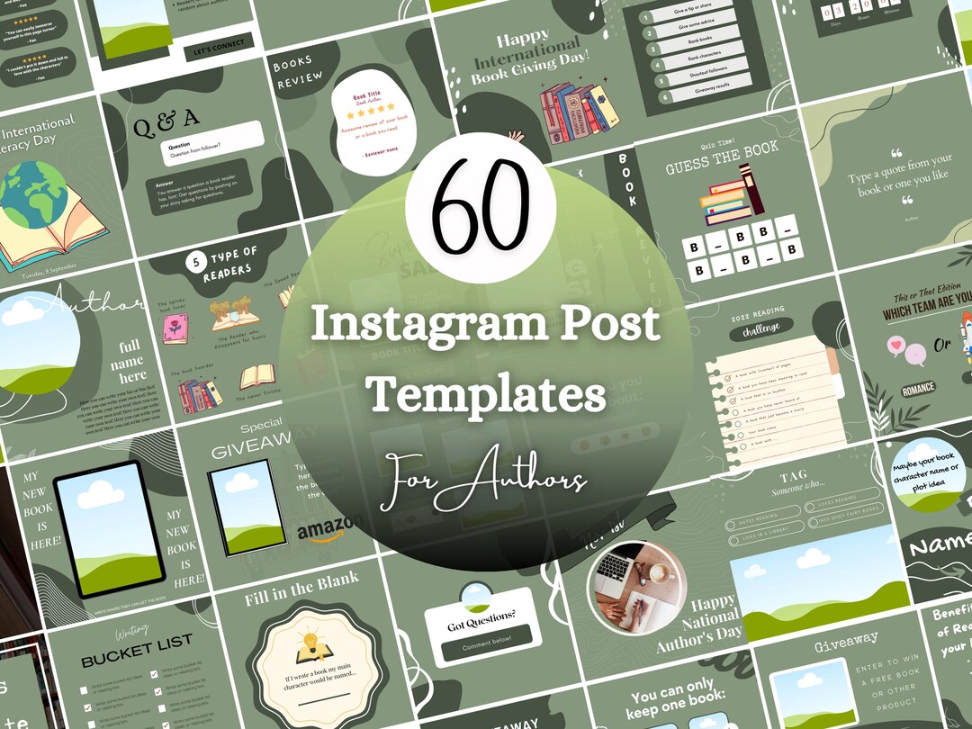 60 Editable Author Instagram Post Templates to Promote Your Book Get ...