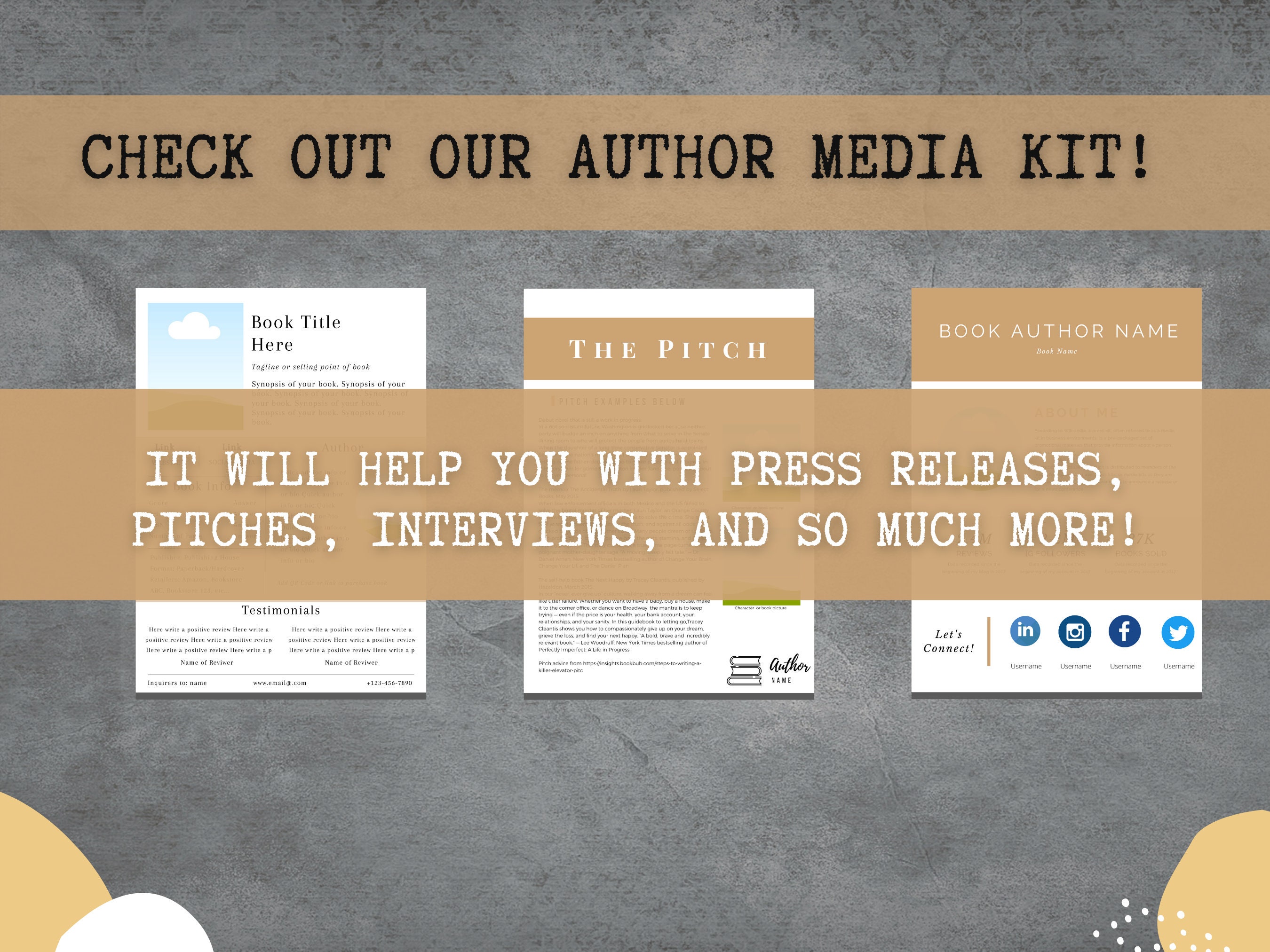 10 Book Author Media Kit Templates for Book Publicity, Author Marketing ...