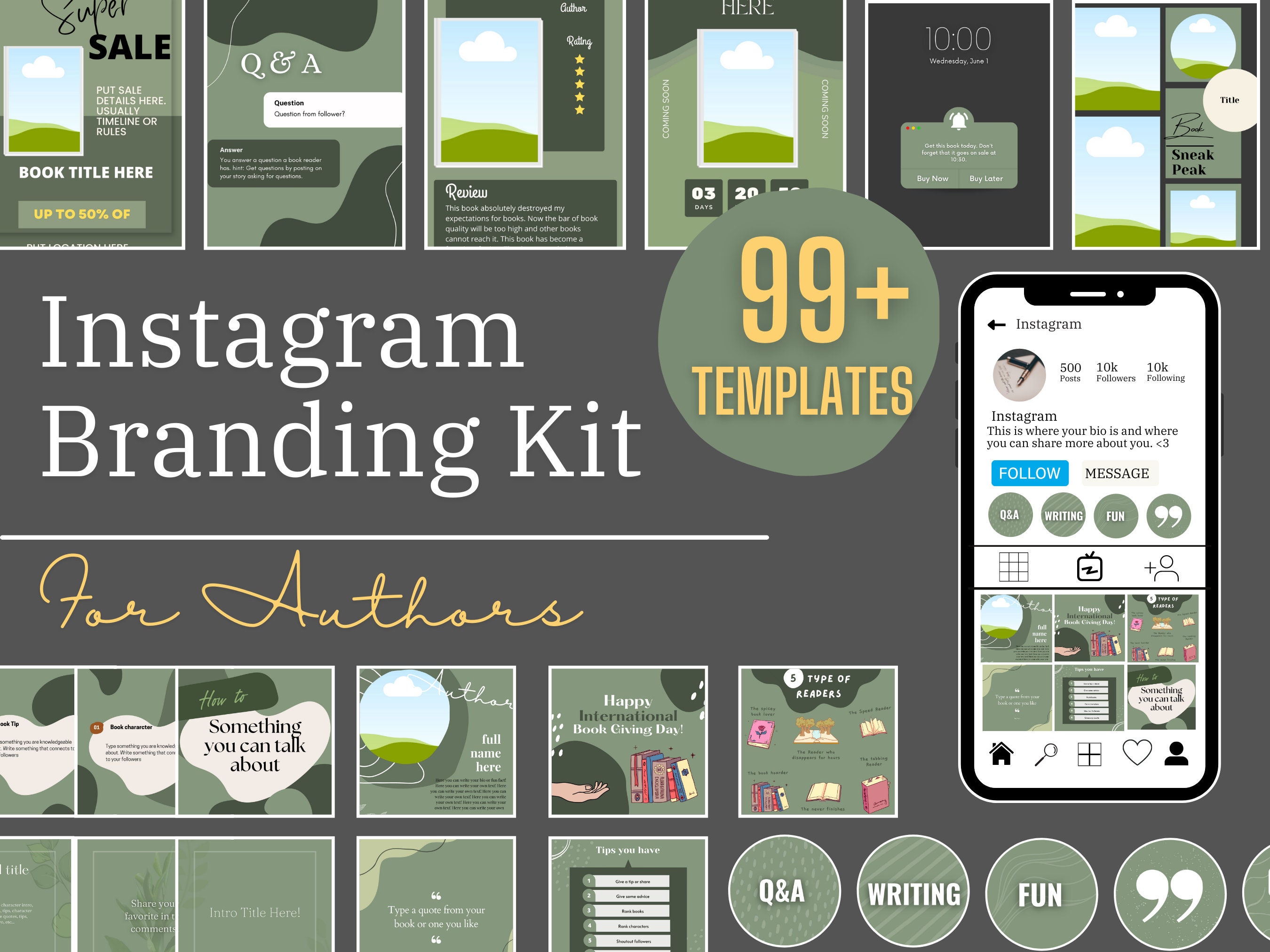 Instagram Branding Kit for Authors and Writers to Boost Engagement ...