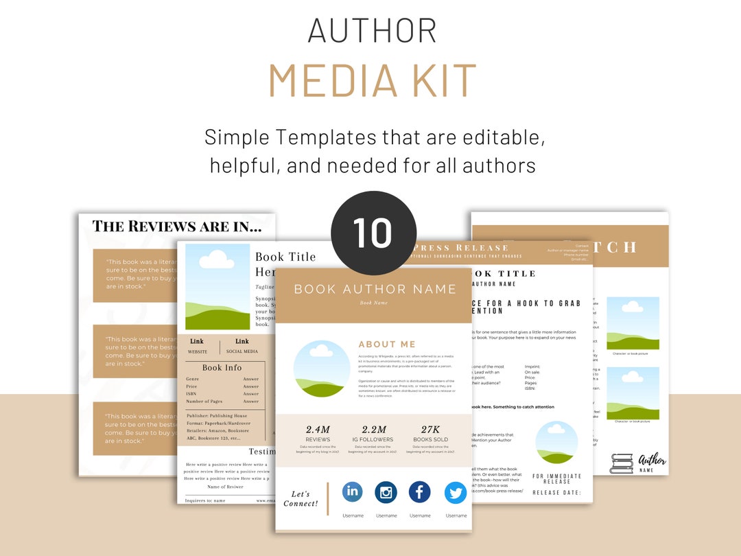 10 Book Author Media Kit Templates for Book Publicity, Author Marketing ...