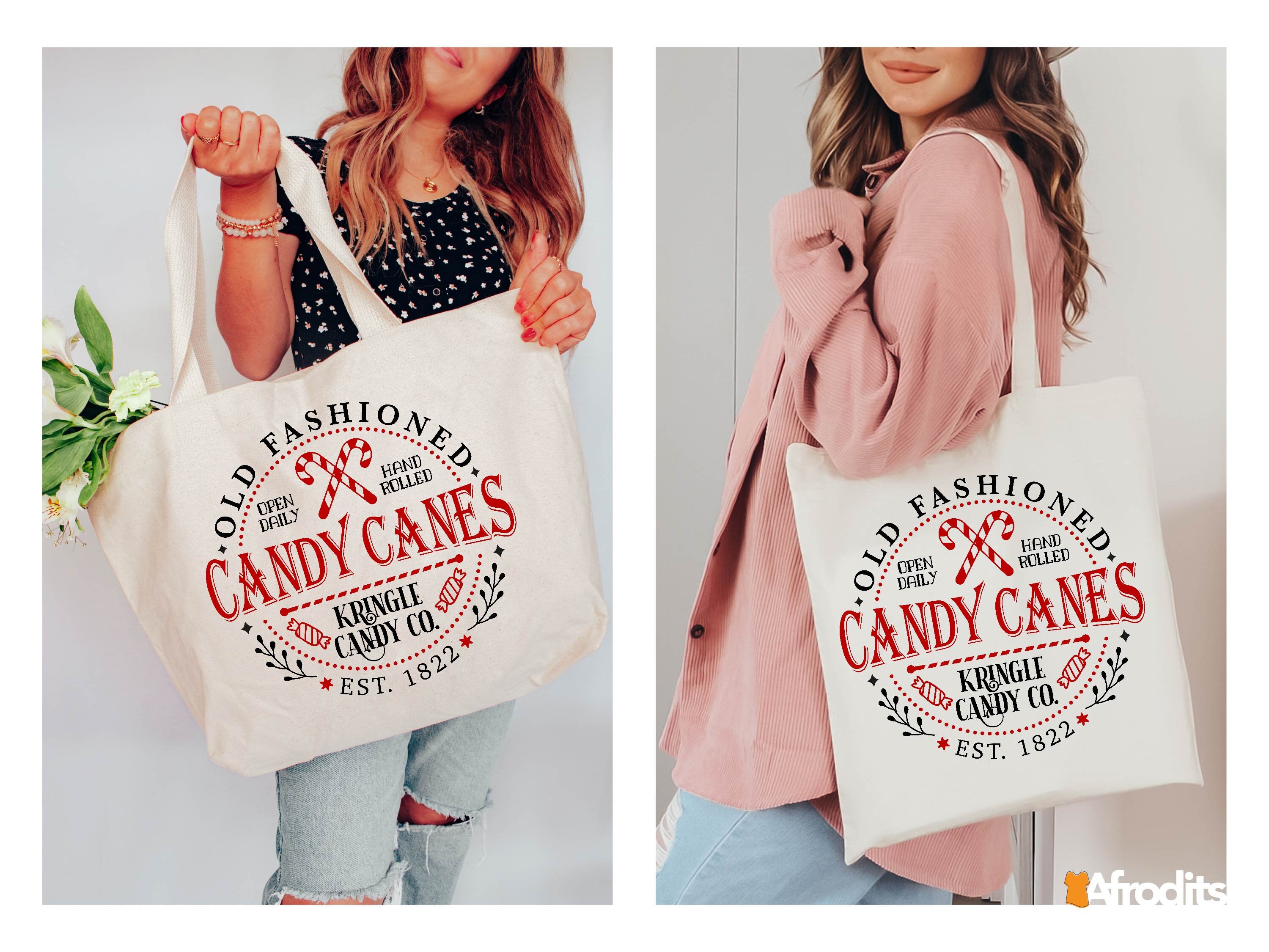 Candy Canes Tote Bag Christmas Tote Bag Christmas Gifts - Etsy