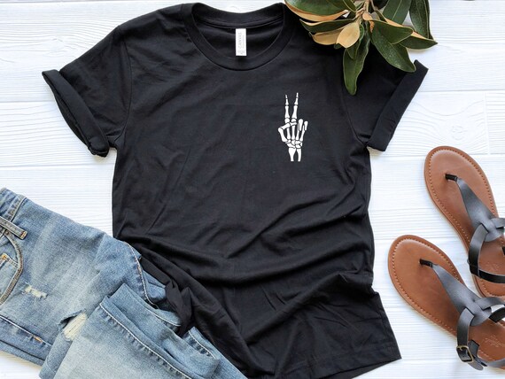 Skeleton Peace Shirt Skeleton Hand Shirt Skeleton Peace - Etsy
