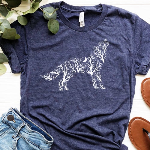 Wolf Shirt Howling Wolf Floral Wolf Wolf Lover Gift Animal - Etsy