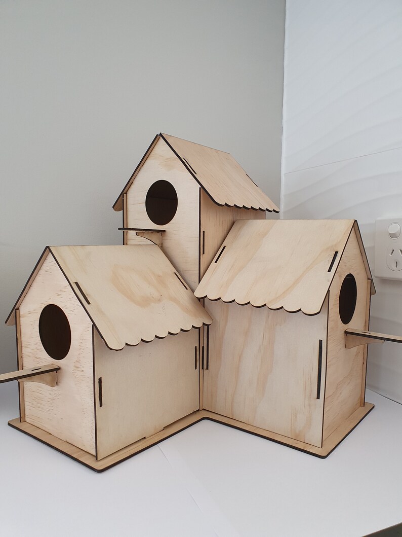 Wooden Bird House Art and Craft Kit, 3 Bird Houses - Plain Wood That ...