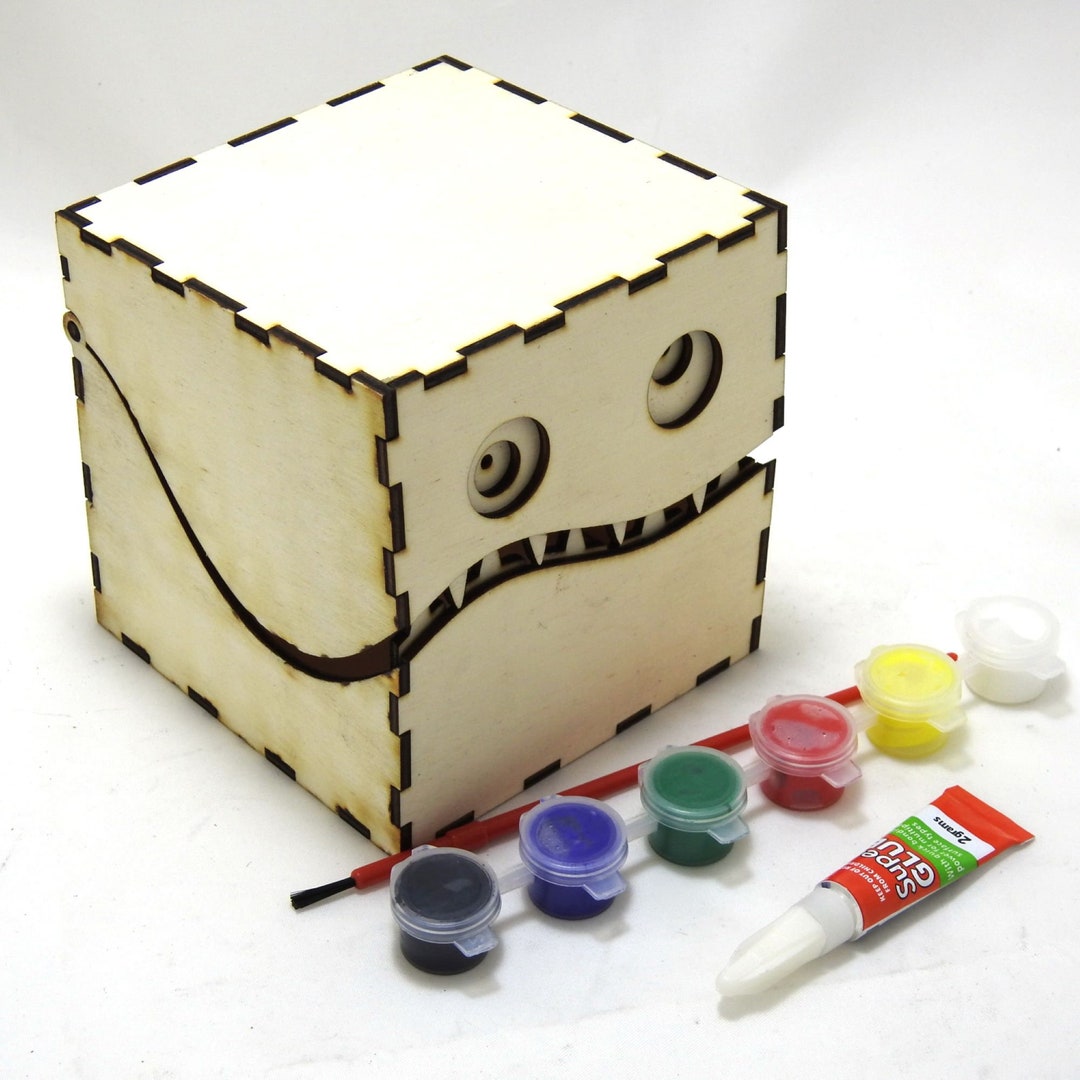 Kids Art and Craft Monster Box Kit. Box Come Flat Pack With - Etsy