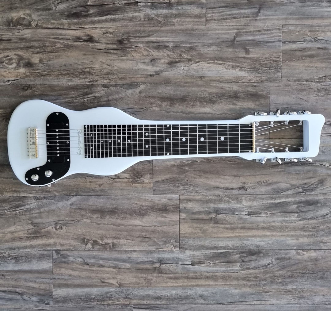 8 String Lap Steel Guitar Handcrafted in a Pearlised White Paint ...
