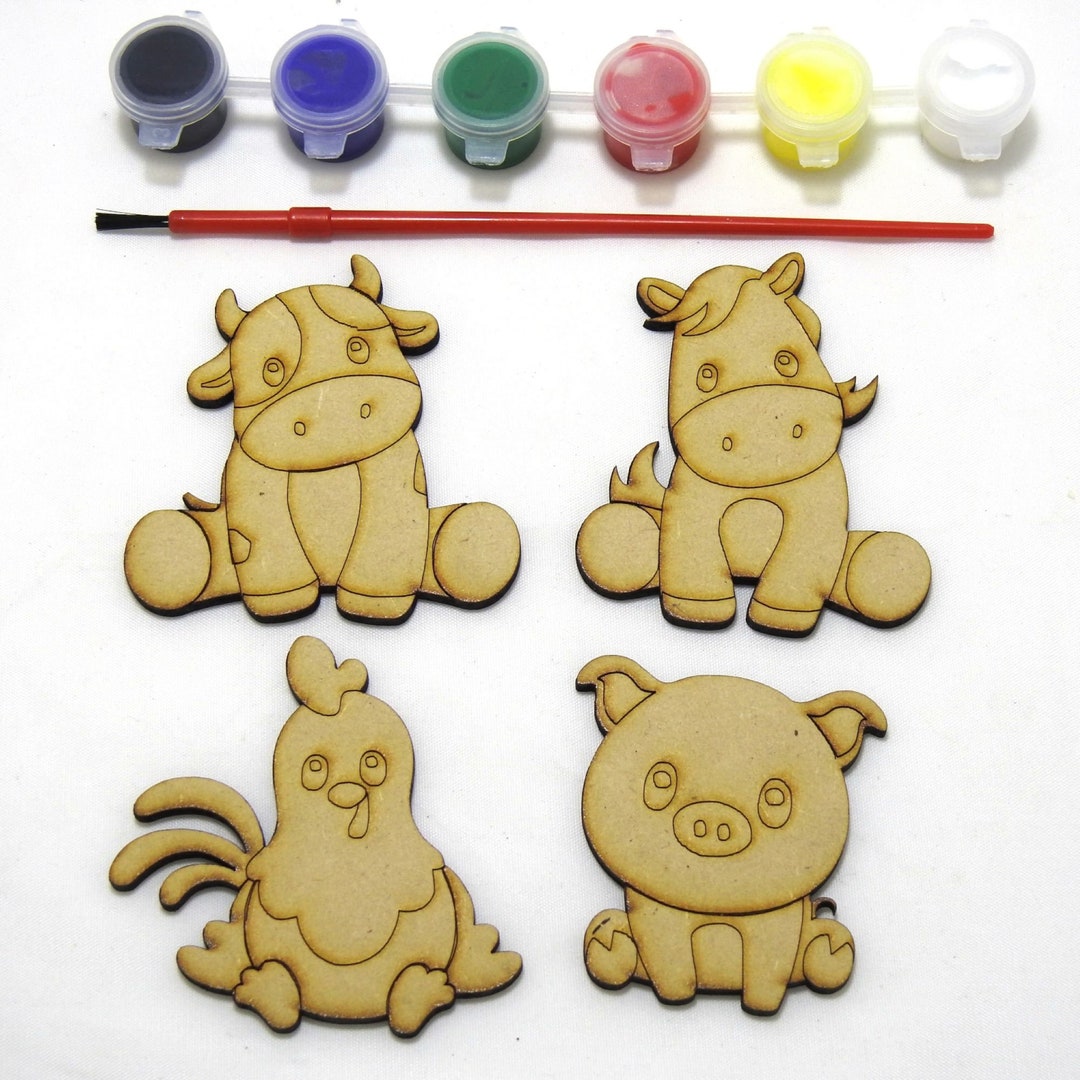 DIY Wooden Unfinished Farm Animal Blanks for Kids to Paint-comes as an ...