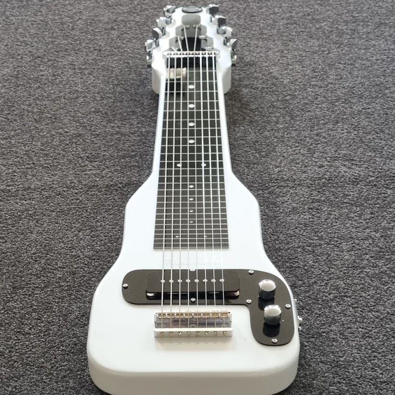 8 String Lap Steel Guitar Handcrafted in a Pearlised White Paint ...
