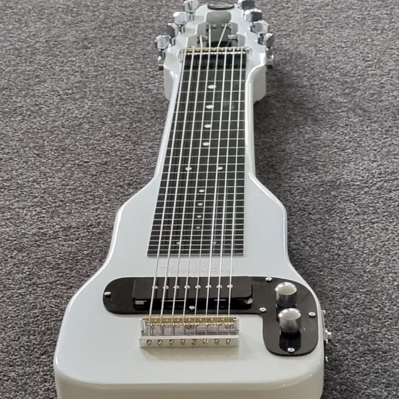 8 String Lap Steel Guitar Handcrafted in a Pearlised White Paint ...