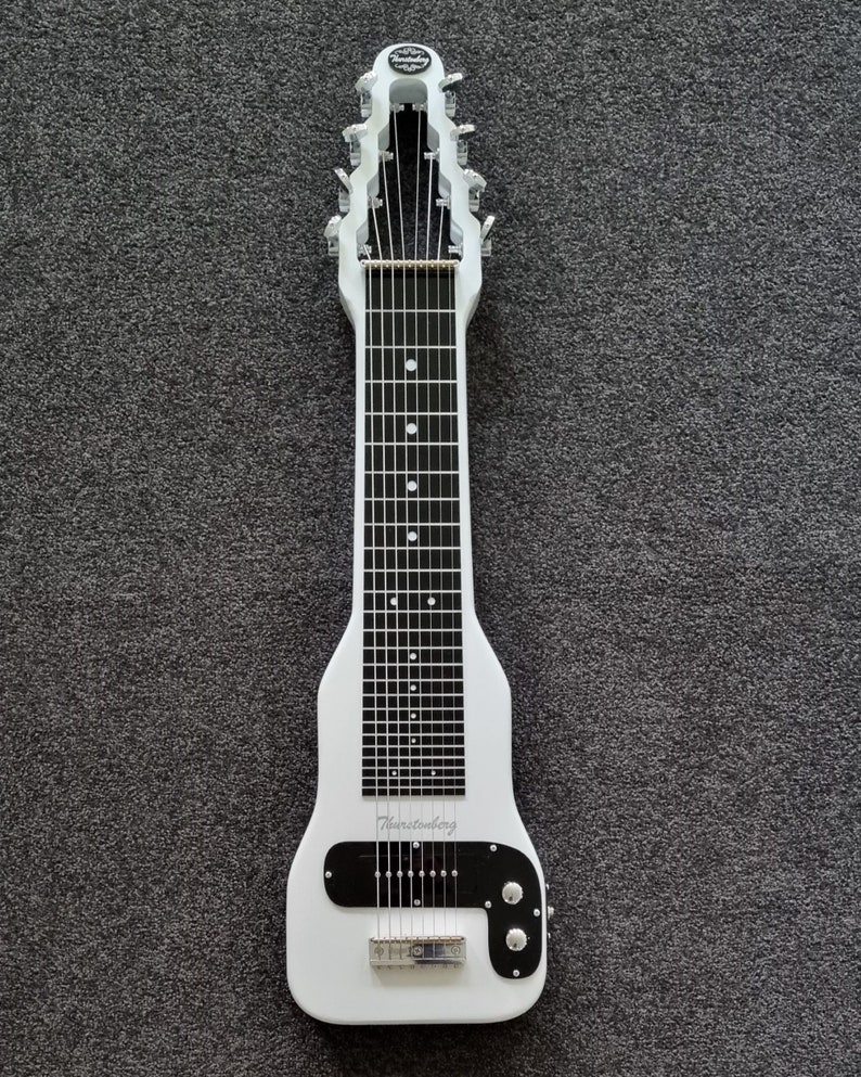 8 String Lap Steel Guitar Handcrafted in a Pearlised White Paint ...