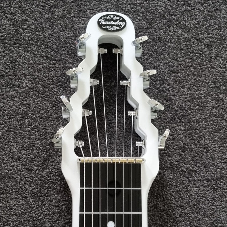 8 String Lap Steel Guitar Handcrafted in a Pearlised White Paint ...
