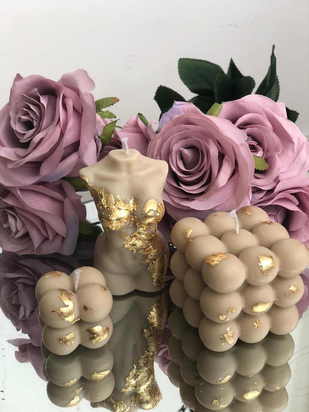 Gold Leaf Woman Torso and Bubble Christmas Gift Candle Gift Setfemale ...