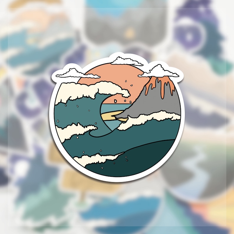 Ocean Wave Sticker Sunset Sticker Best Friend Gift VSCO - Etsy