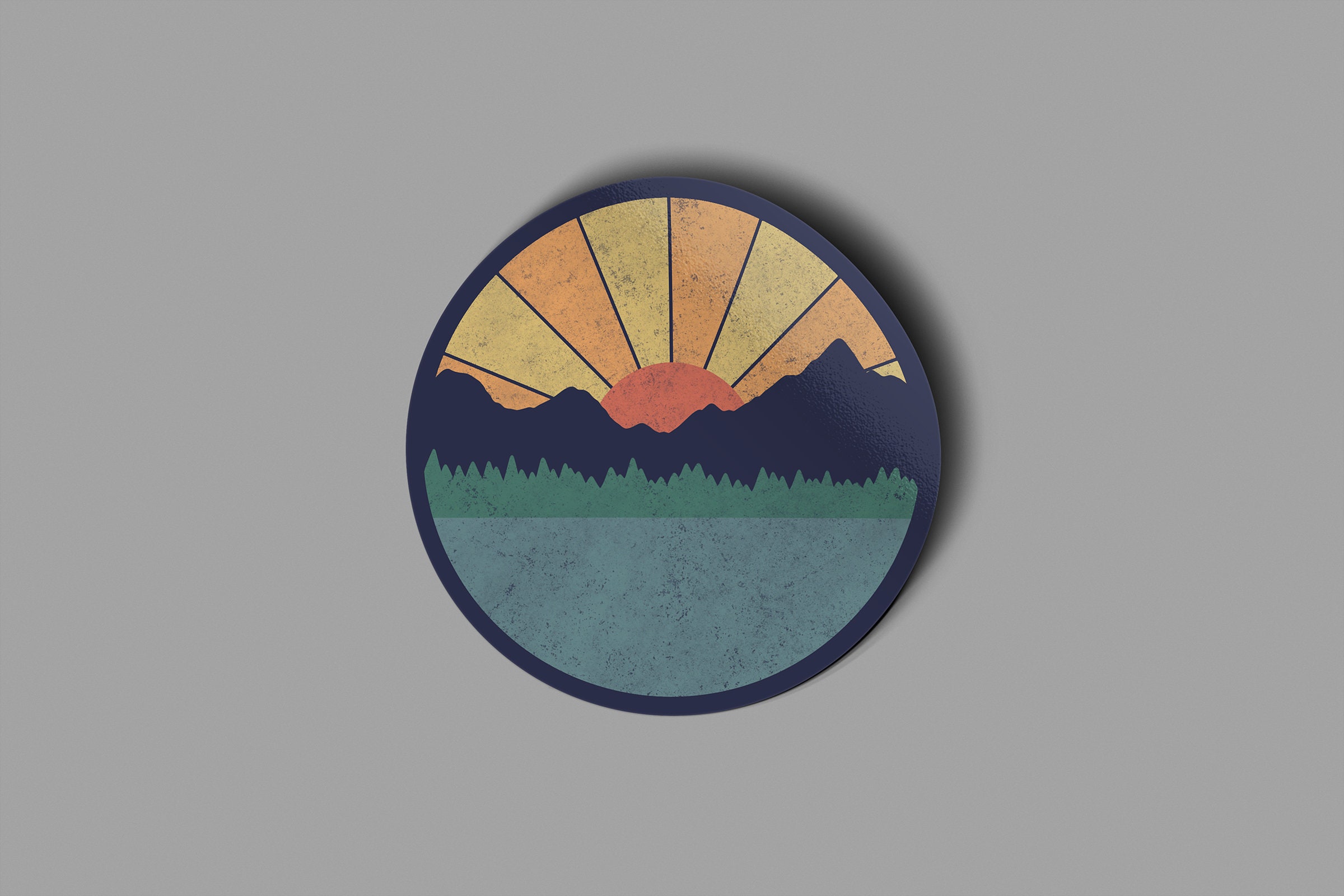 Retro Sunrise Sticker Mountain Sticker Best Friend Gift - Etsy