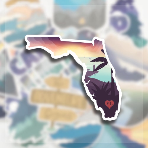 3 Florida Vinyl Sticker State Stickers Waterproof - Etsy