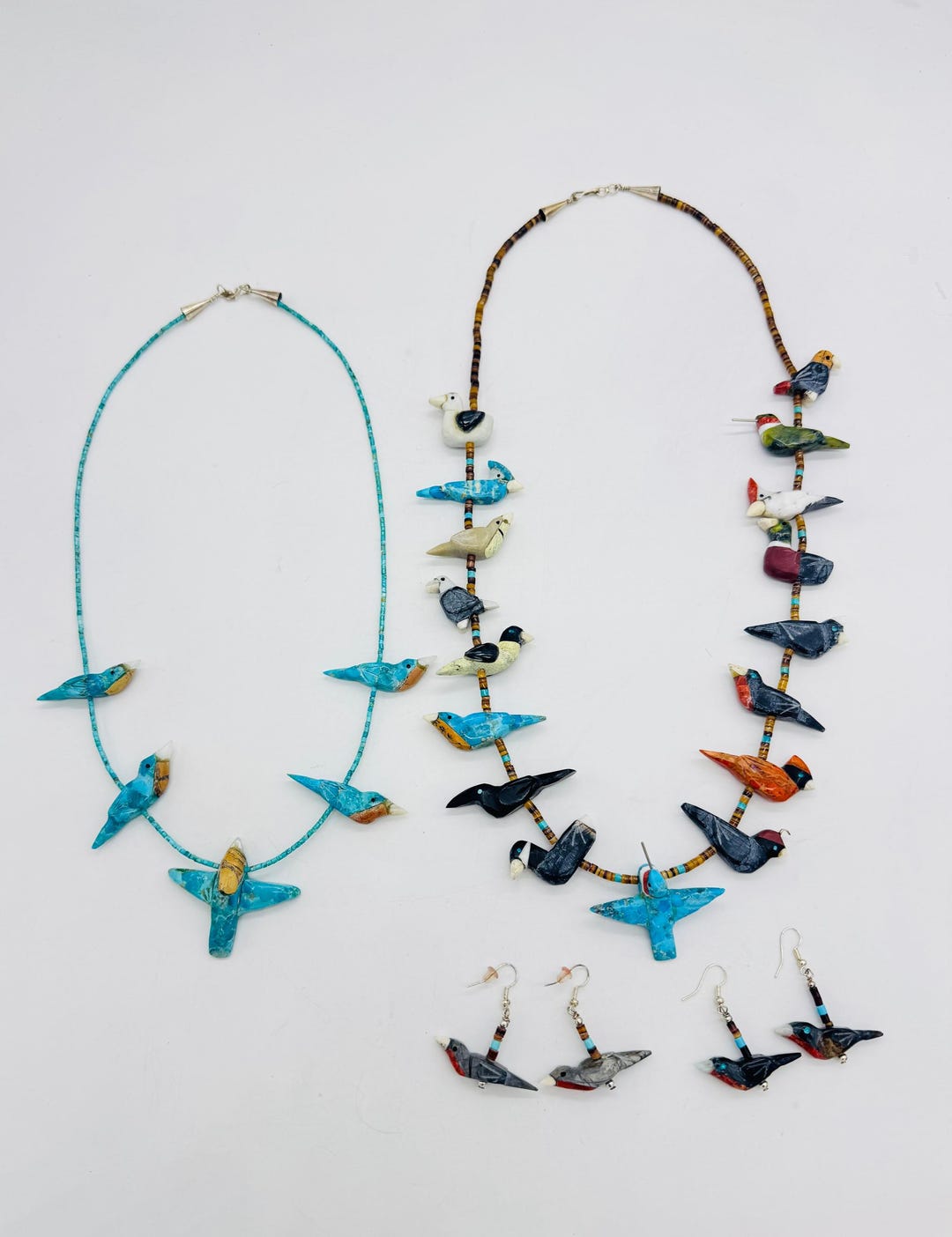 Hand Carved Turquoise Bird Necklace: Sterling Silver Southwest Indian ...