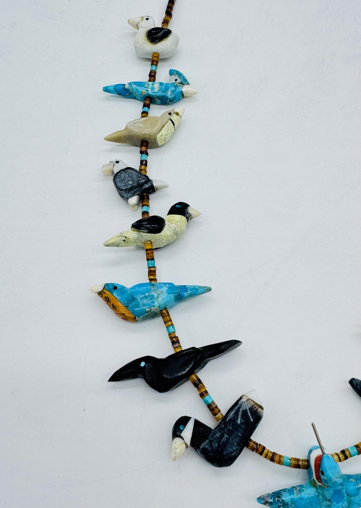 Hand Carved Turquoise Bird Necklace: Sterling Silver Southwest Indian ...