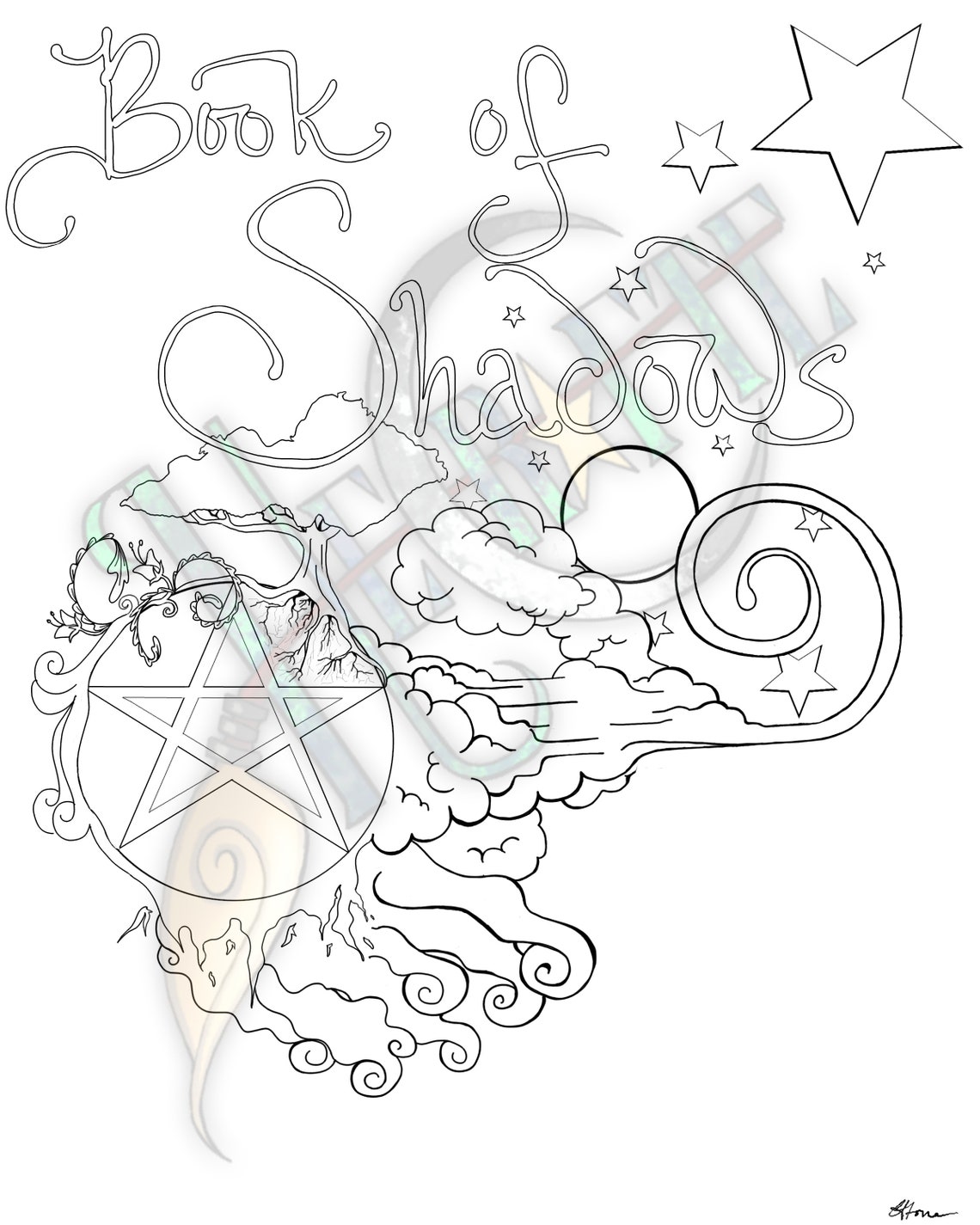 Book of Shadows Cover Coloring Page - Etsy