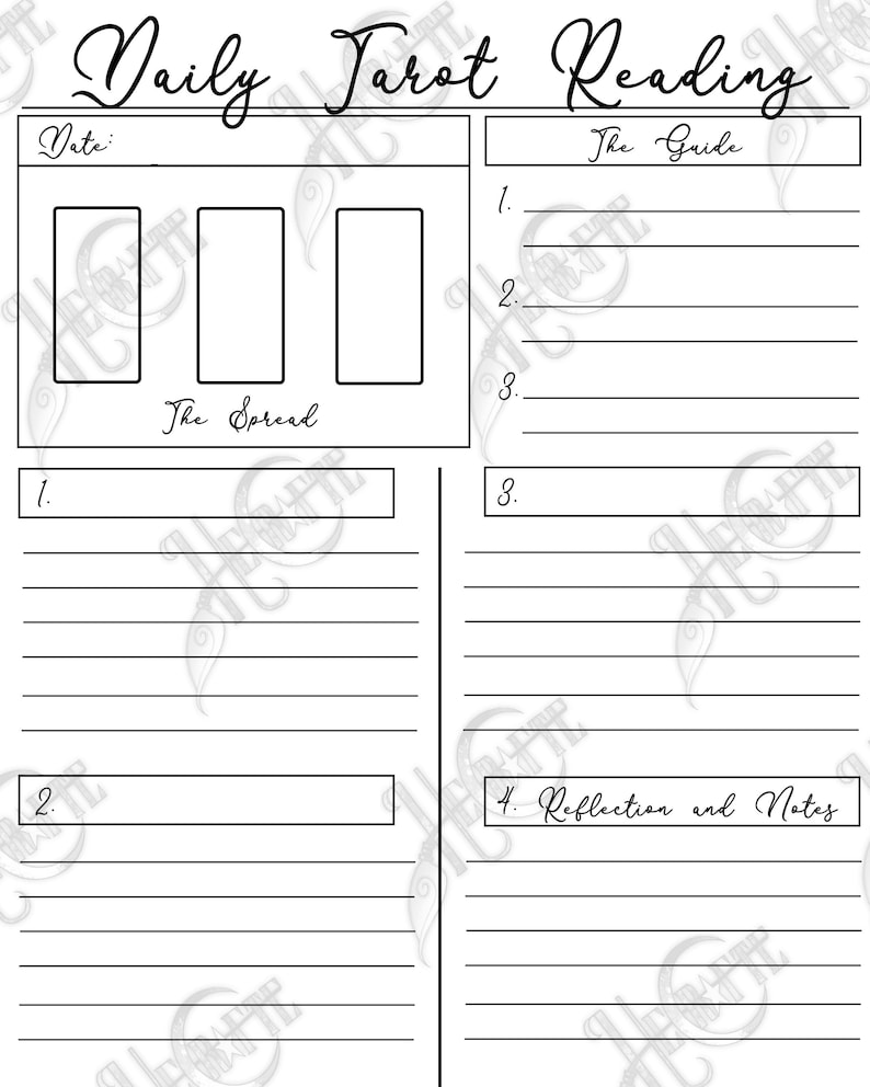 Daily Tarot Reading Template - Etsy