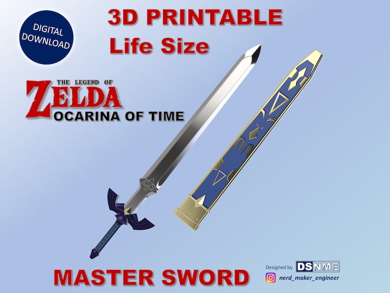 MASTER SWORD From Zelda Ocarina of Time - Life Size (STL Files for 3D ...