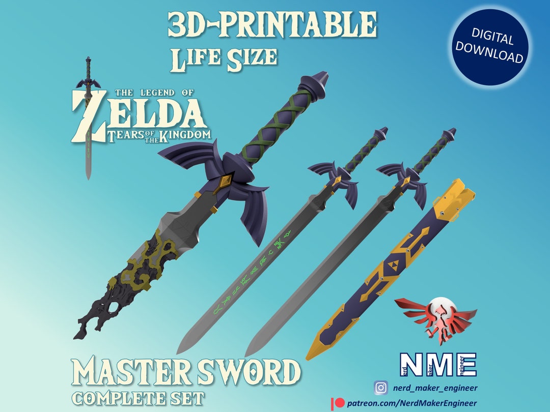 Master Sword Zelda Tears of the Kingdom Complete Set Life Size STL Files for 3d-printing - Etsy