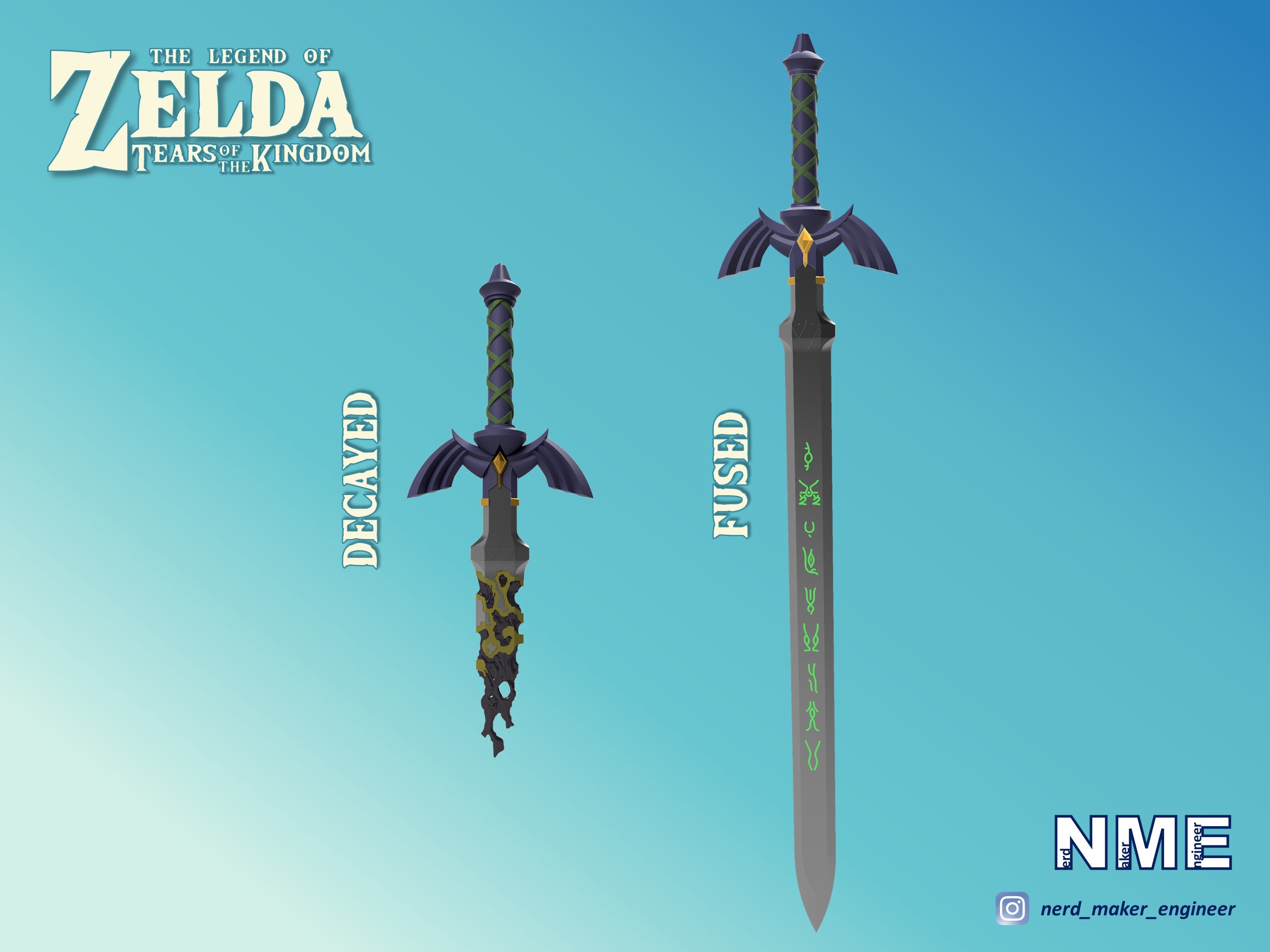 Master Sword Zelda Tears of the Kingdom Decayed and Fused Life Size STL ...