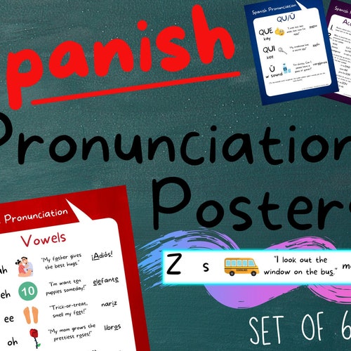 Spanish Pronunciation Posters Set of 6 Spanish Alphabet - Etsy