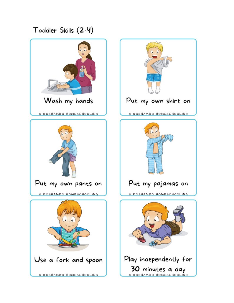 Montessori Practical Life Skills PRINTABLE Poster Pack for Ages 2-6 ...