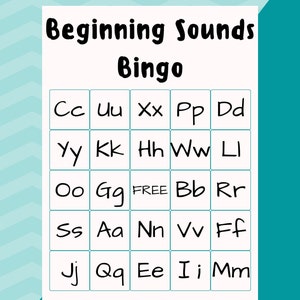 Phonics Bingo Game for Kids, Beginning Sounds, Printable - Etsy