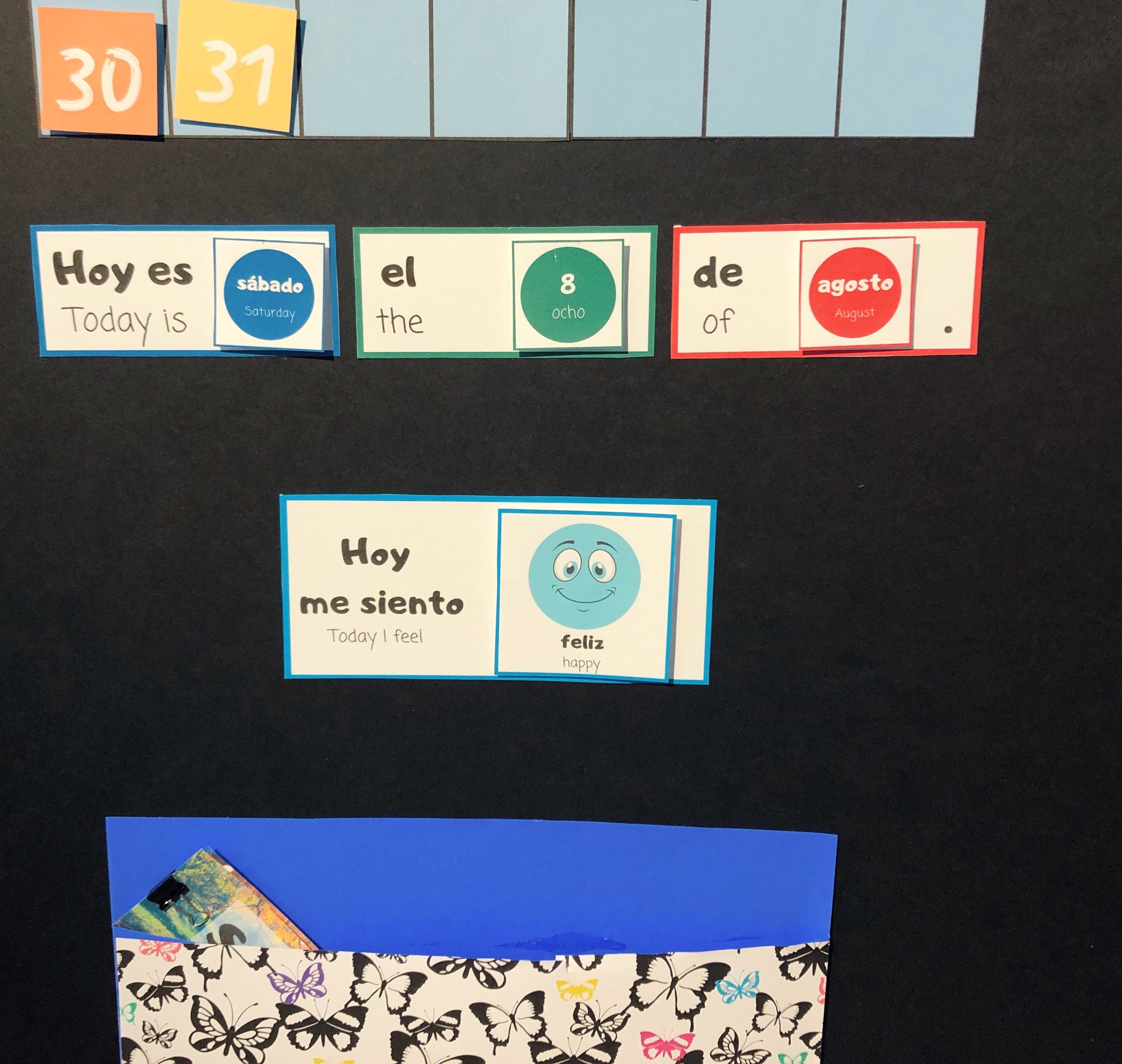 Circle Time Board, Spanish and English, Spanish Morning Board for ...