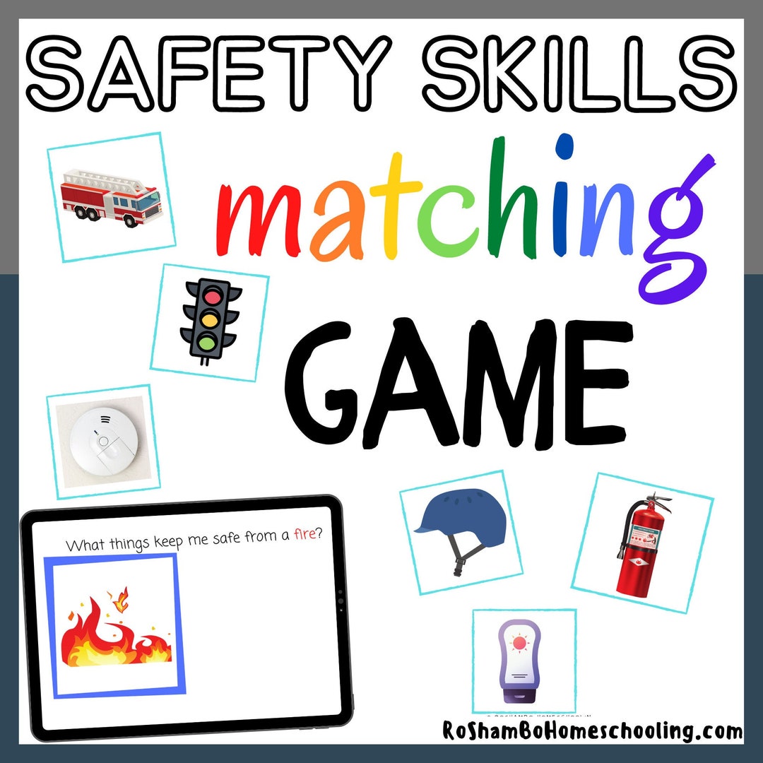 Learn About Safety! Matching Game for Kids, Printable, Digital Download ...