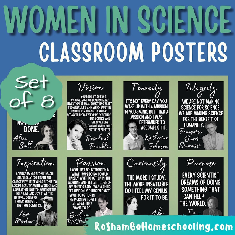 Women in Science Classroom Posters | Set of 8 | Printable, Digital ...