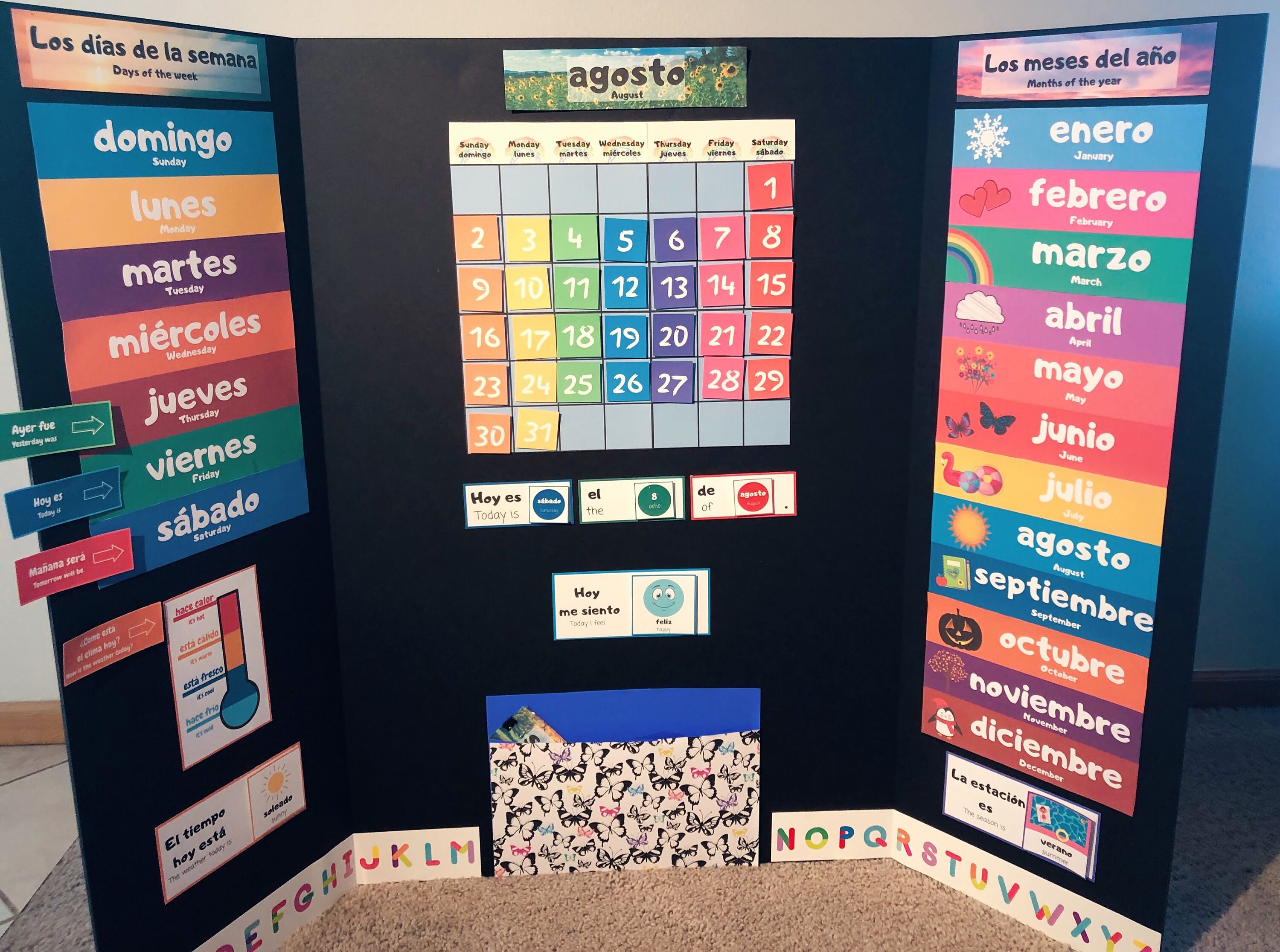 Circle Time Board, Spanish and English, Spanish Morning Board for ...