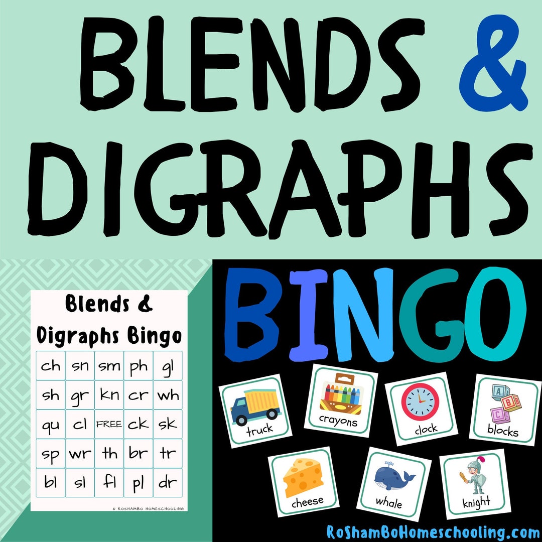 Phonics Bingo Game for Kids, Blends & Digraphs, Printable - Etsy