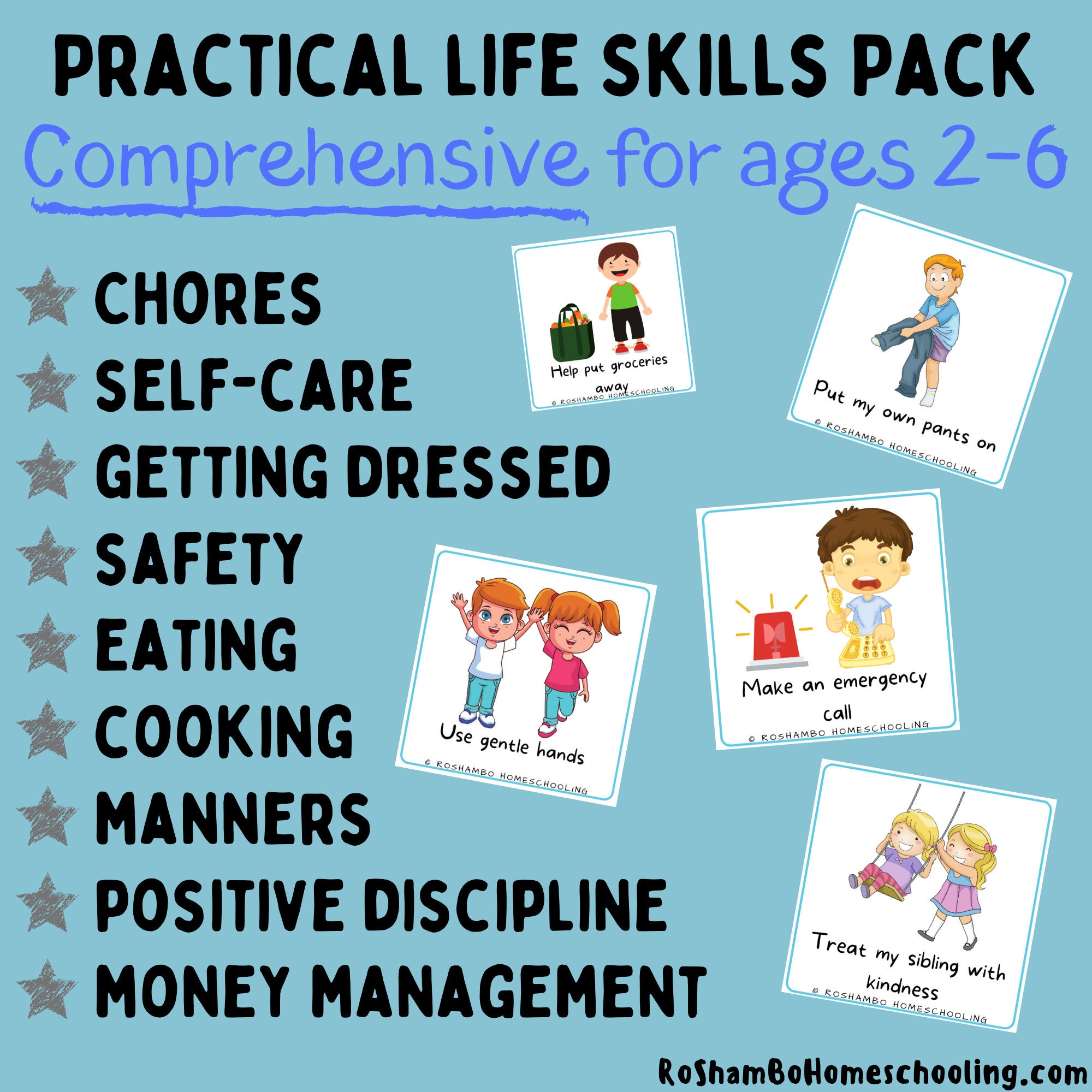 Montessori Practical Life Skills PRINTABLE Poster Pack for Ages 2-6 ...